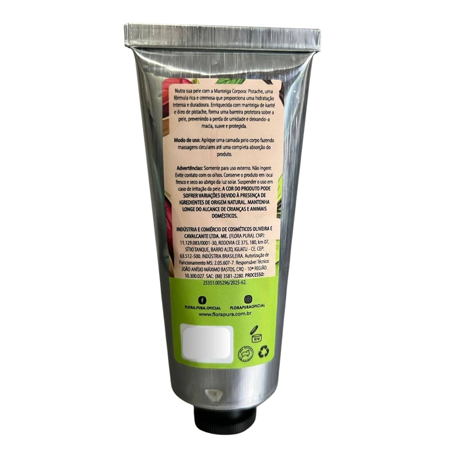 MANTEIGA HIDRATANTE DE PISTACHE 60G NOVA | Flora Pura Cosméticos