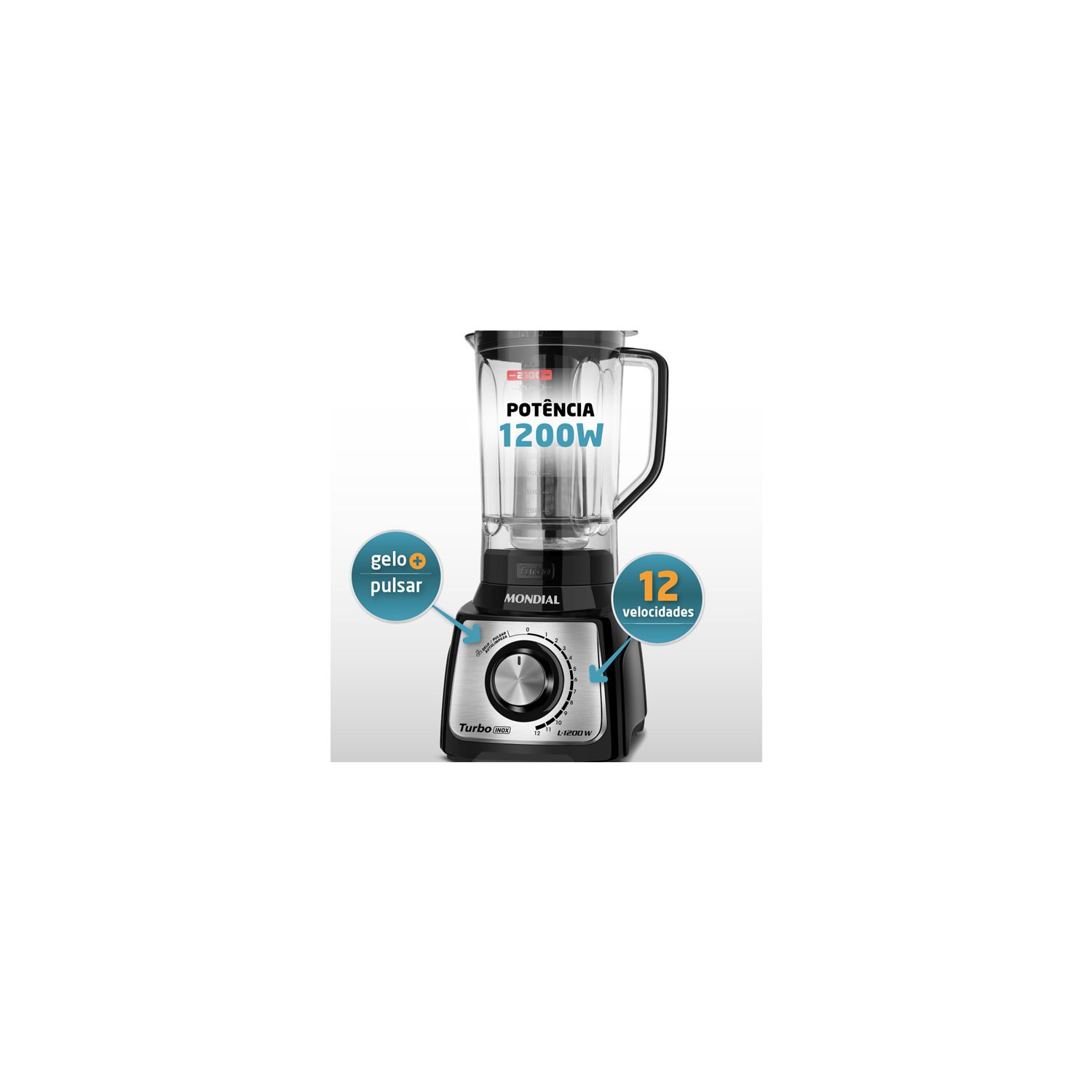 Liquidificador Mondial L-1200 BI 220V/60Hz Preto | Casa e Companhia